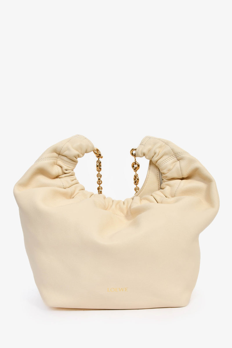 Loewe Cream Leather 'Squeeze' Small Chain Shoulder Bag – Lux Second Chance