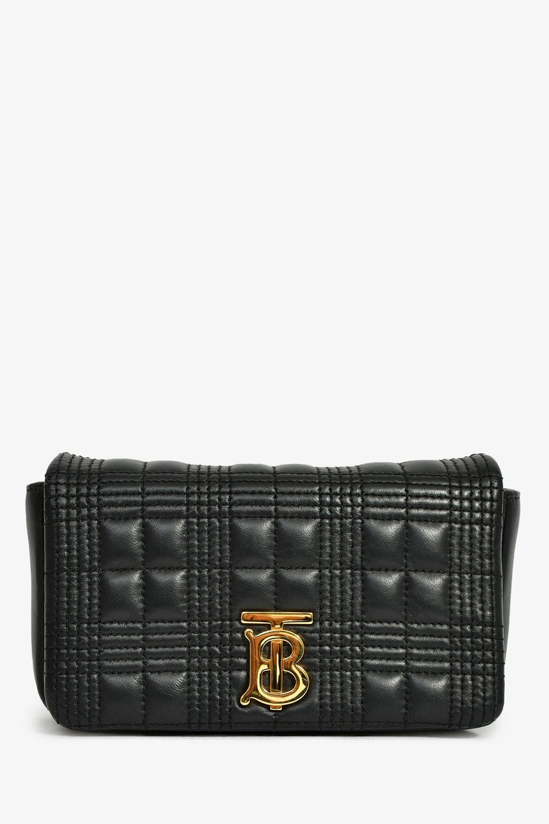 Burberry Black Leather TB Monogram 'Lola' Belt Bag – Lux Second Chance