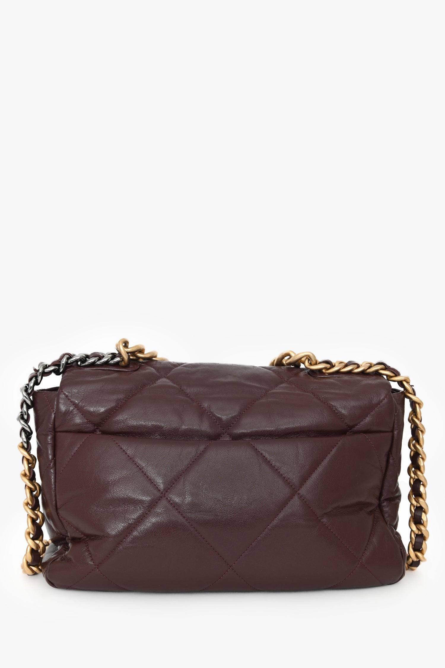 Pre-Loved Chanel™ 2019-20 Burgundy Leather Large 19 Flap Chain Bag ...