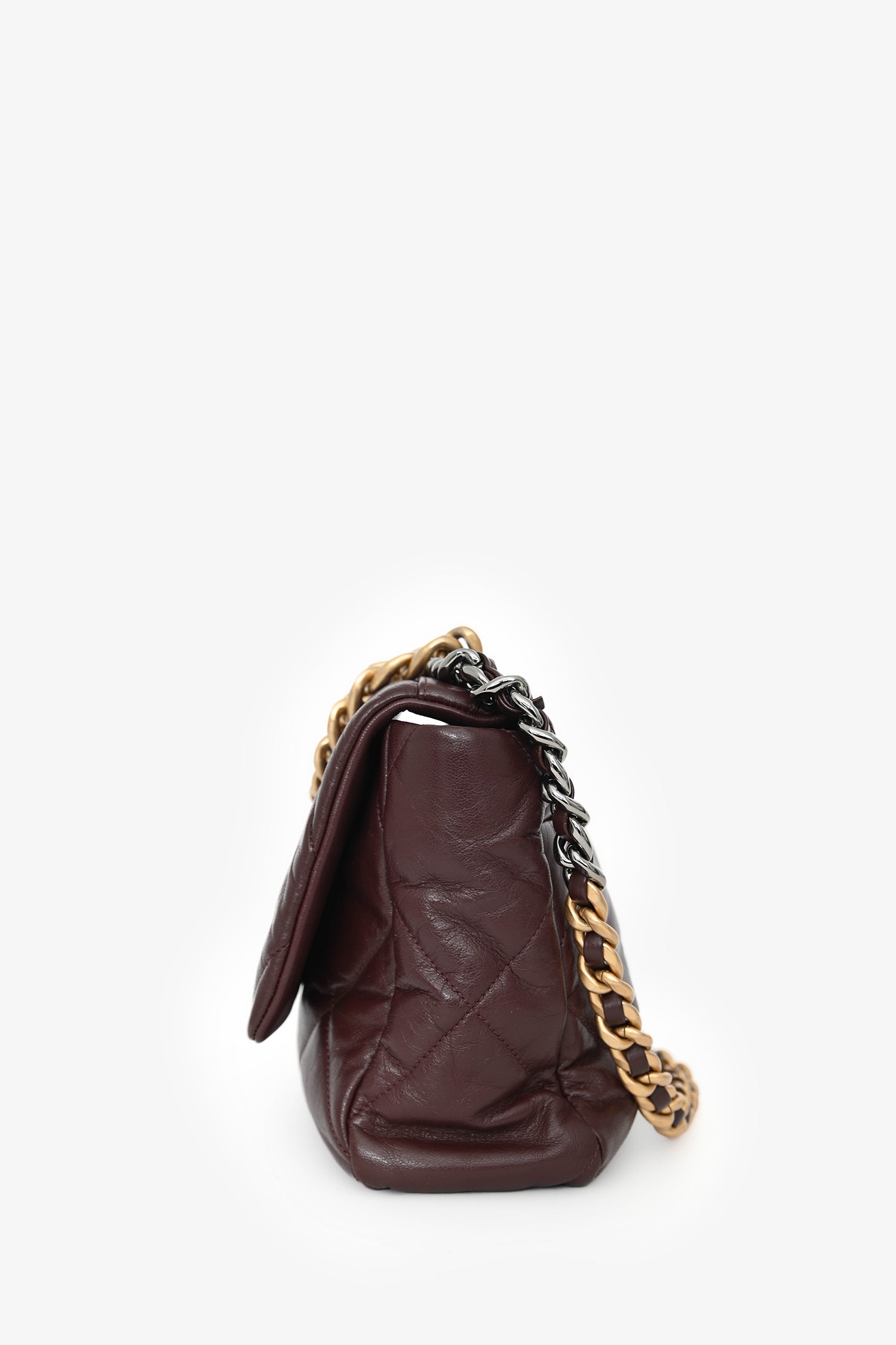 Pre-Loved Chanel™ 2019-20 Burgundy Leather Large 19 Flap Chain Bag ...