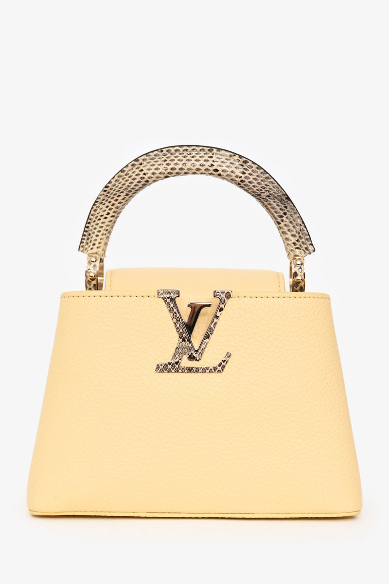 Louis Vuitton Pale Yellow Grained Leather Python Trim Mini Capucines T ...