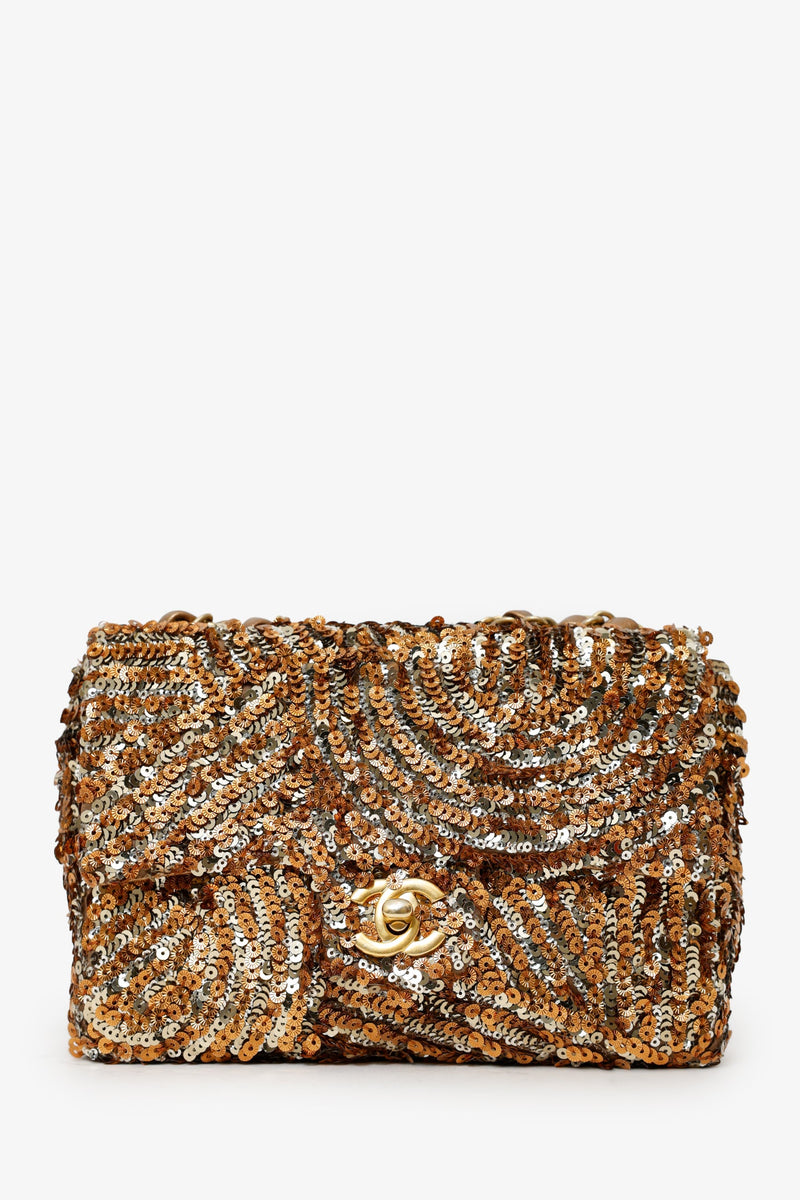 Pre-Loved Chanel™ 2019 Limited Edition Brown Sequins Mini Rectangular ...