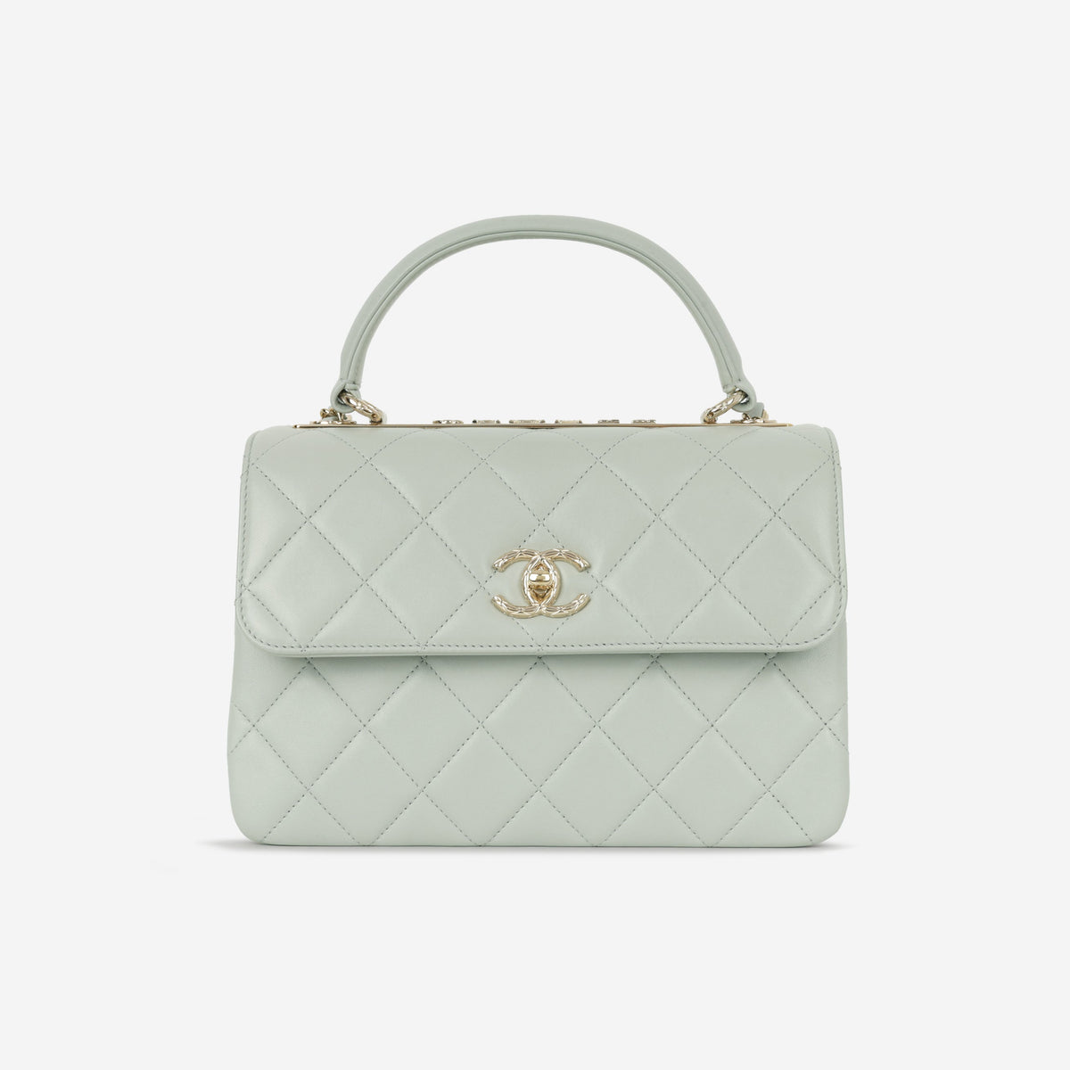 Chanel Small Trendy CC Flap Bag - Light Grey Lambskin | Champagne Gold ...