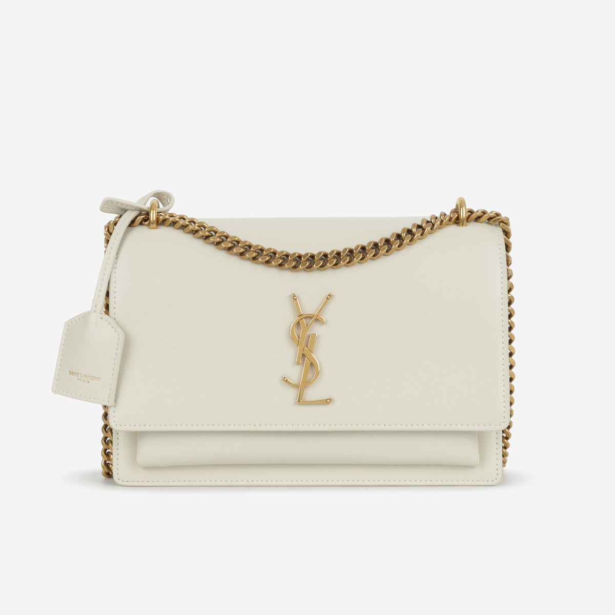 Saint Laurent Medium Sunset - Blanc Vintage Calfskin | Gold Hardware ...