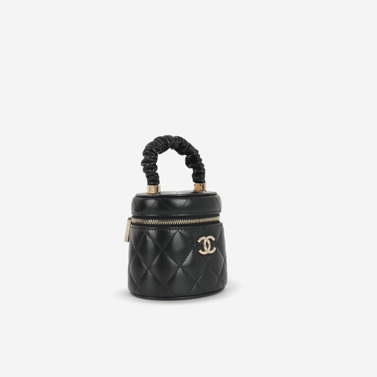 Chanel 22s Mini Top Handle Vanity - Black Lambskin | Champagne Gold Ha ...
